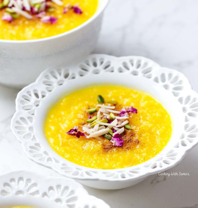 Sholeh Zard Recipe (Persian Saffron Rice Pudding)